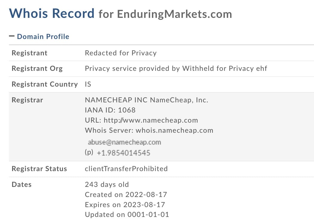 enduringmarkets.com: a notre avis c'est une arnaque