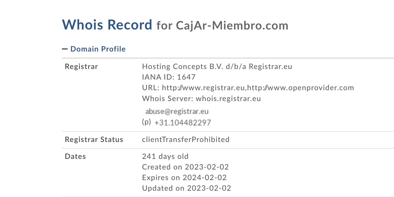 Selon nous, cajar-miembro.com est une supercherie convaincante
