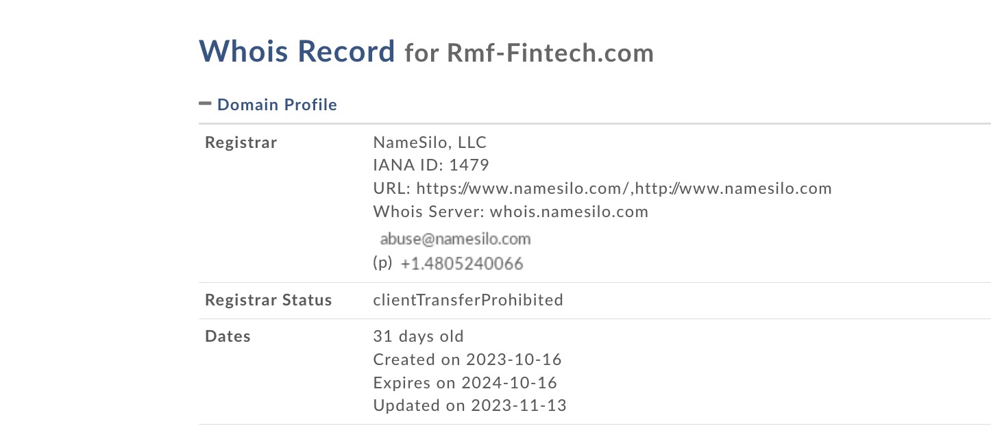 Nos impressions sur web.rmf-fintech.com : il s'agit d'une fraude