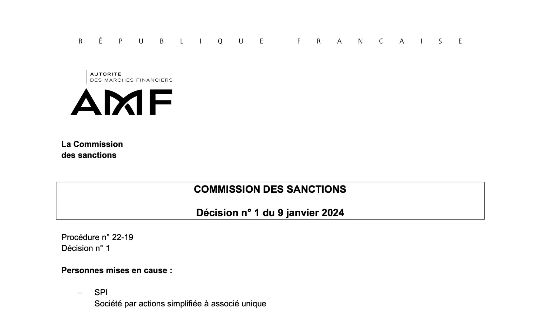 Vincent Rhodes et SPI sanctionnés par l'AMF